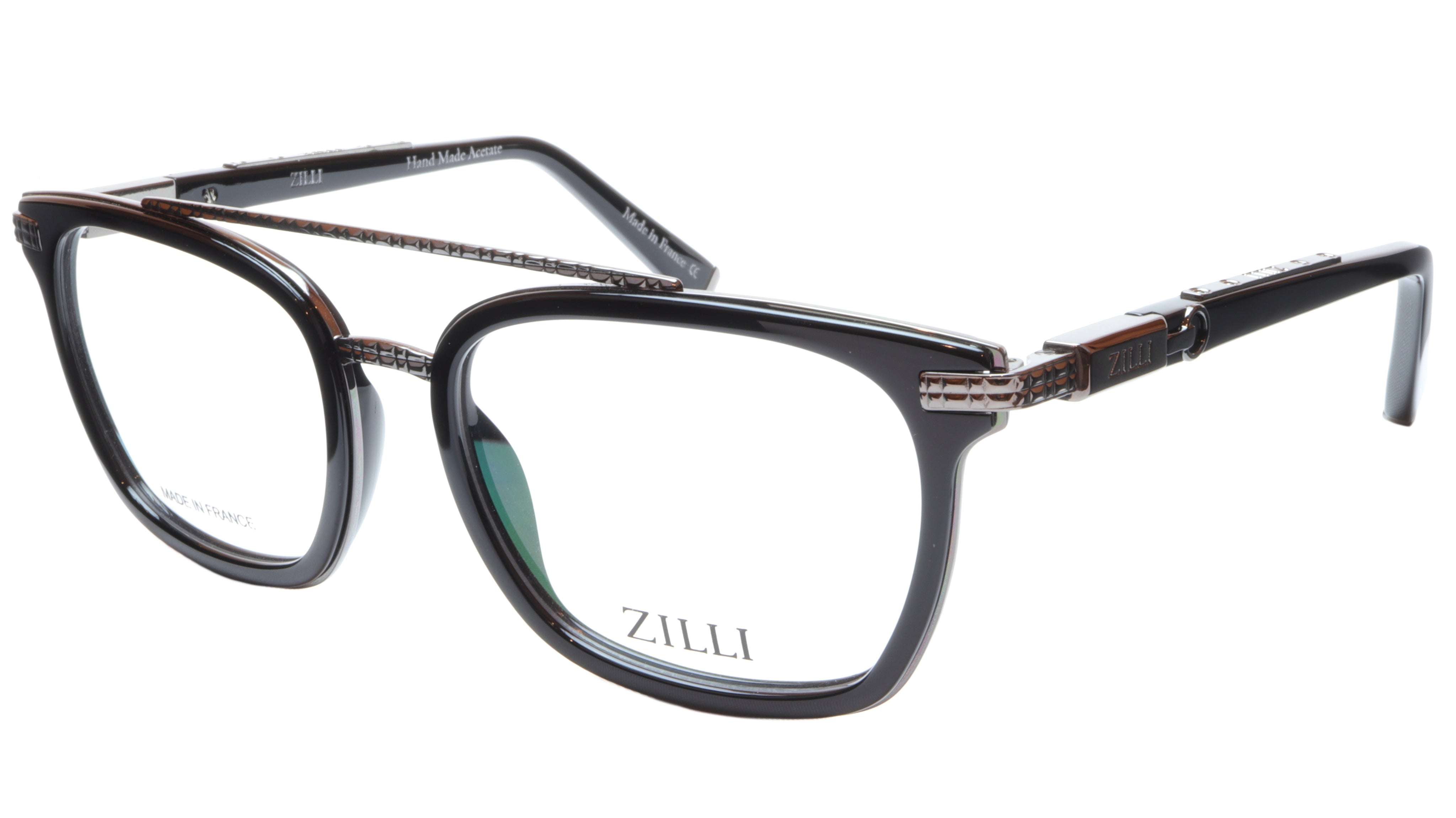 ZILLI Eyeglasses Frame Acetate Titanium Black France Hand Made ZI 6001 ...