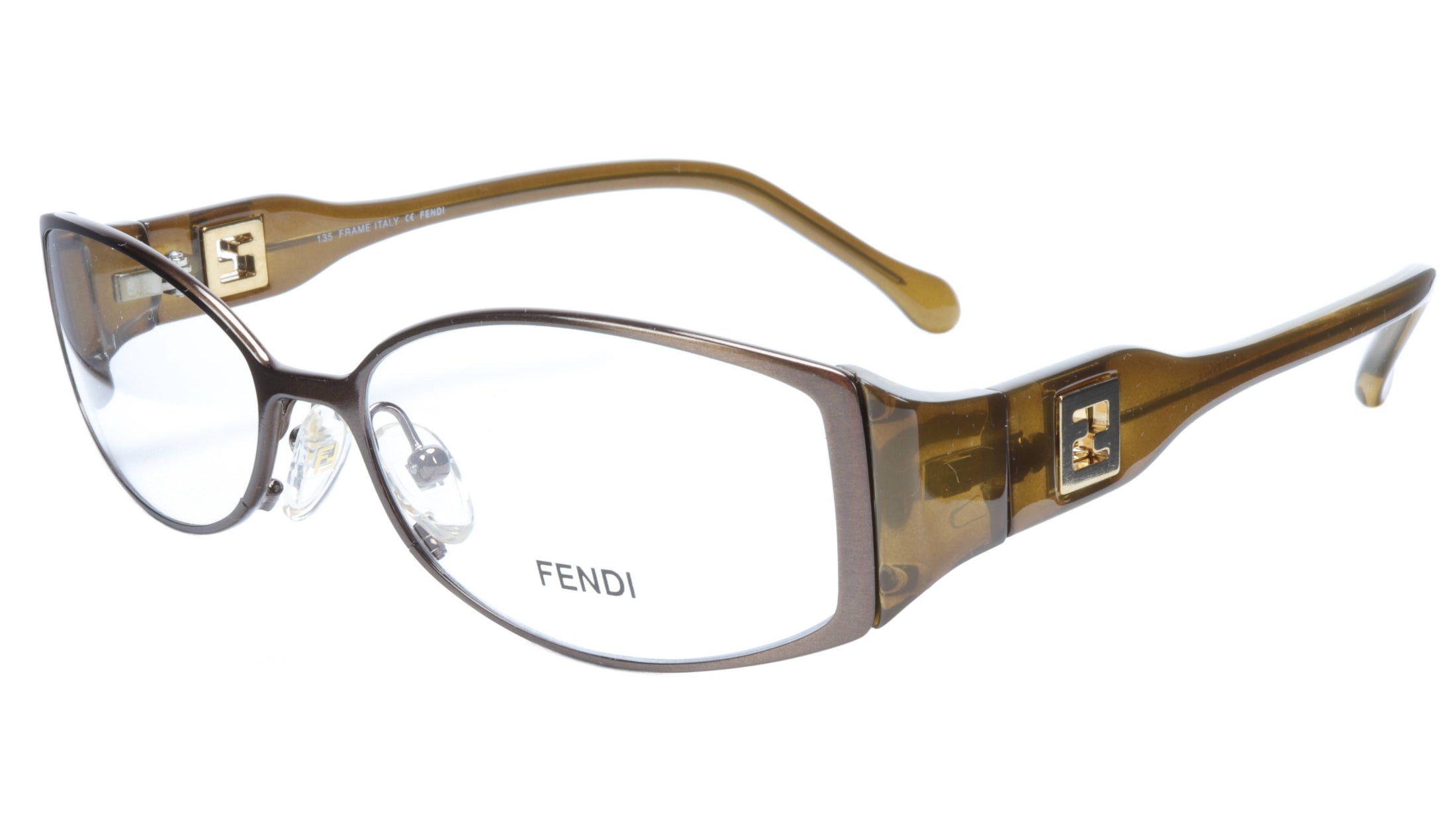 FENDI Eyeglasses Frame F707 (205) Metal Acetate Brown Italy Made 54-15 ...