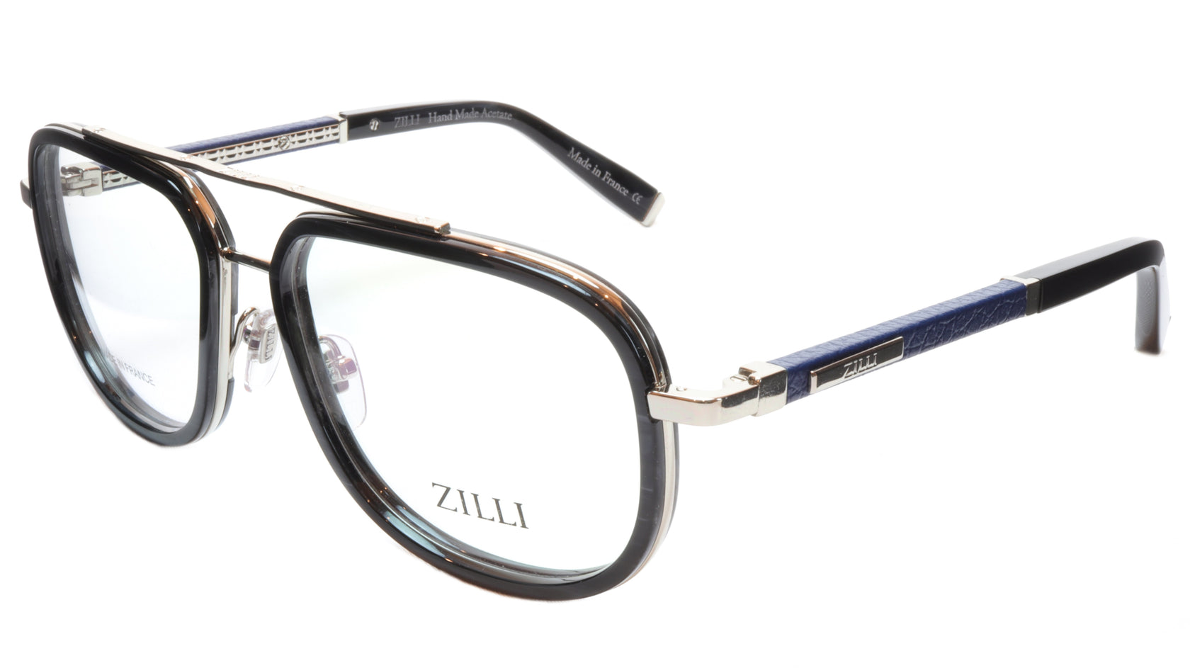 ZILLI Eyeglasses Frame Titanium Acetate Silver Blue France Made ZI 600 ...