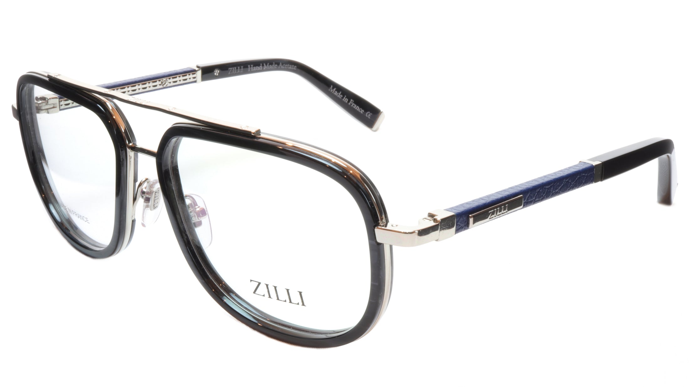 ZILLI Eyeglasses Frame Titanium Acetate Silver Blue France Made ZI 600 ...