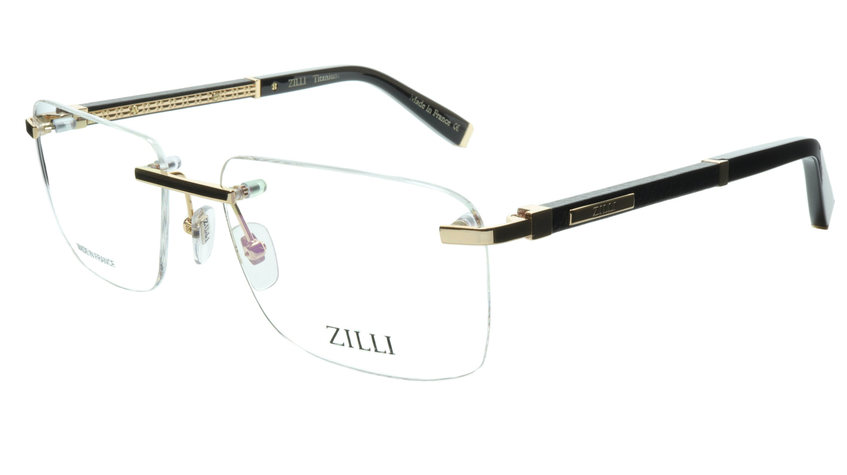ZILLI Rimless Eyewear Made with Real Leather and High Quality Titanium ...