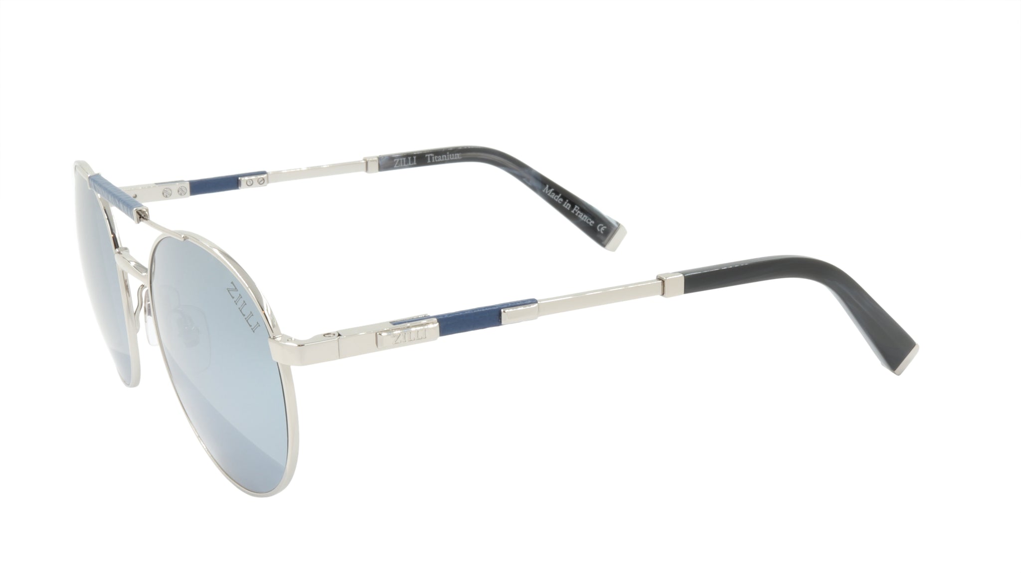 ZILLI Sunglasses Titanium Acetate Leather Polarized France Handmade ZI ...