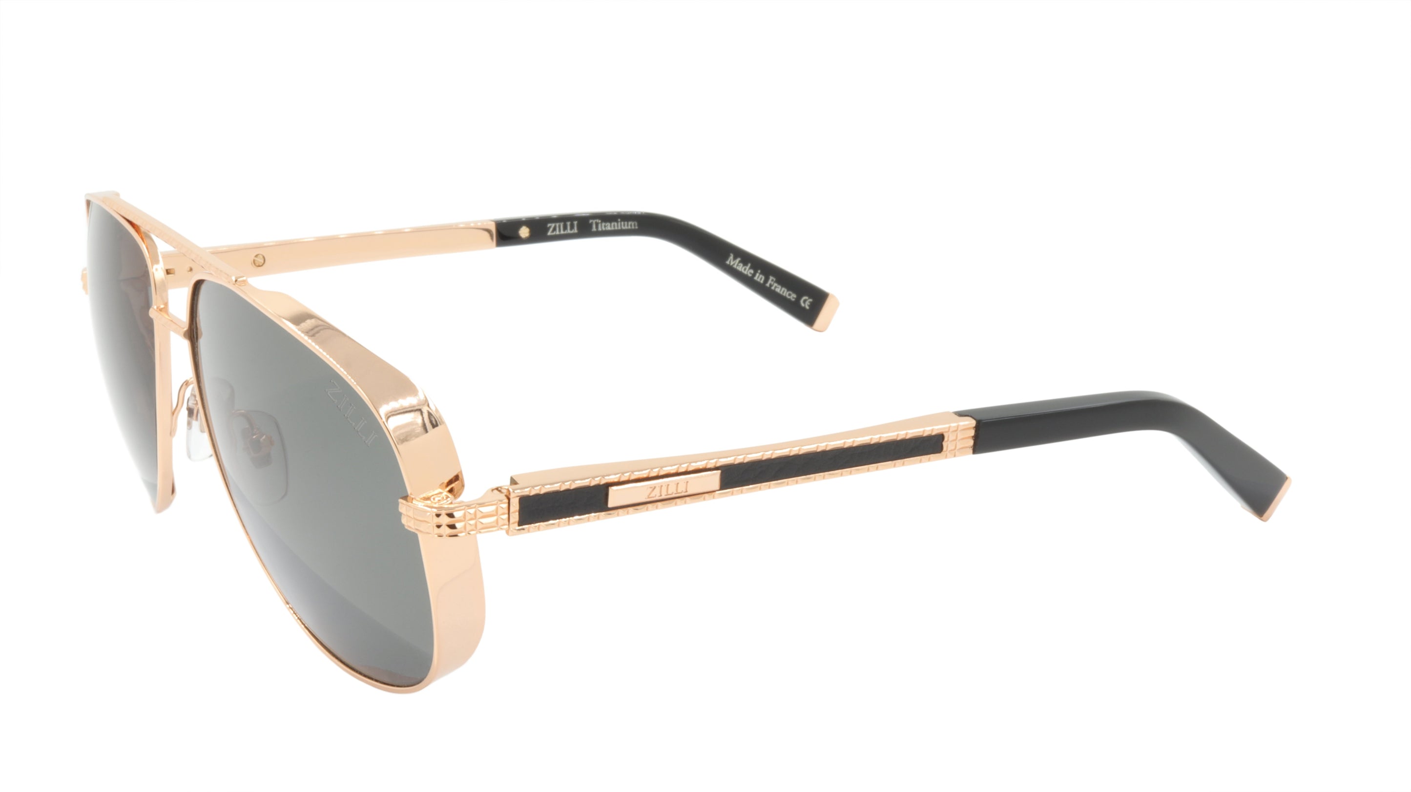 ZILLI Sunglasses Titanium Acetate Leather Polarized France Handmade ZI ...