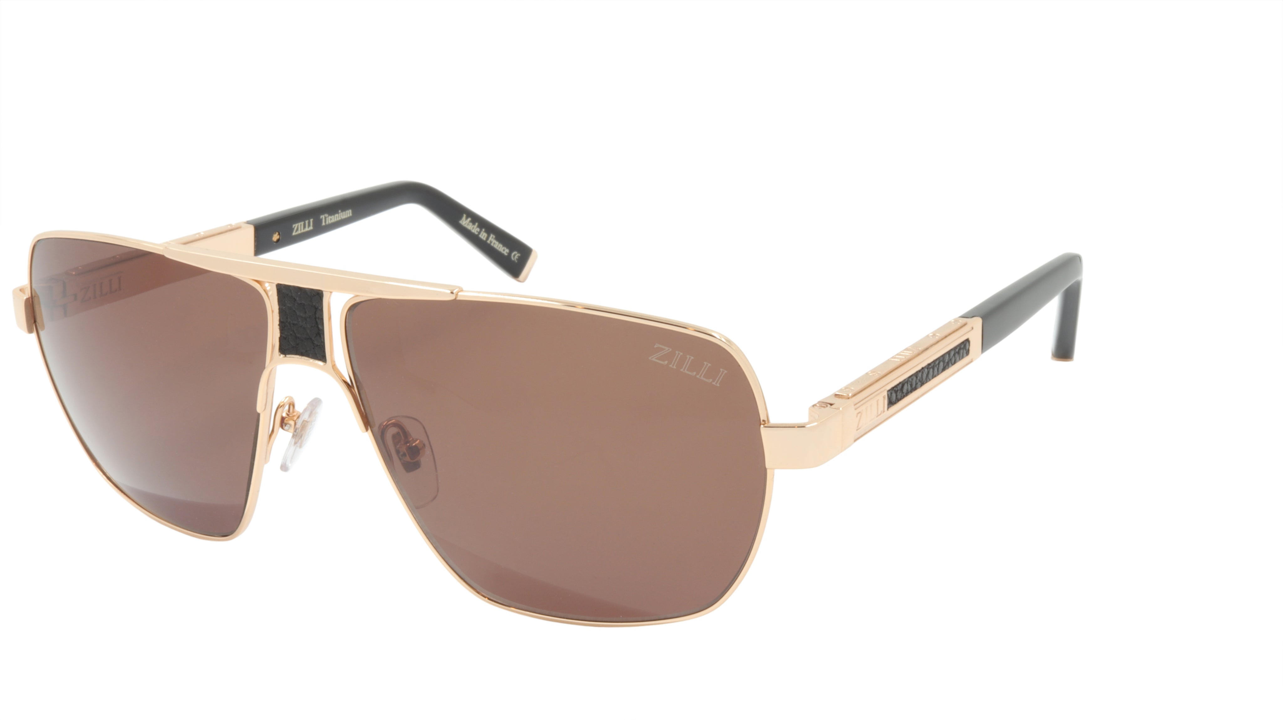 ZILLI Sunglasses Titanium Acetate Leather Polarized France Handmade ZI ...