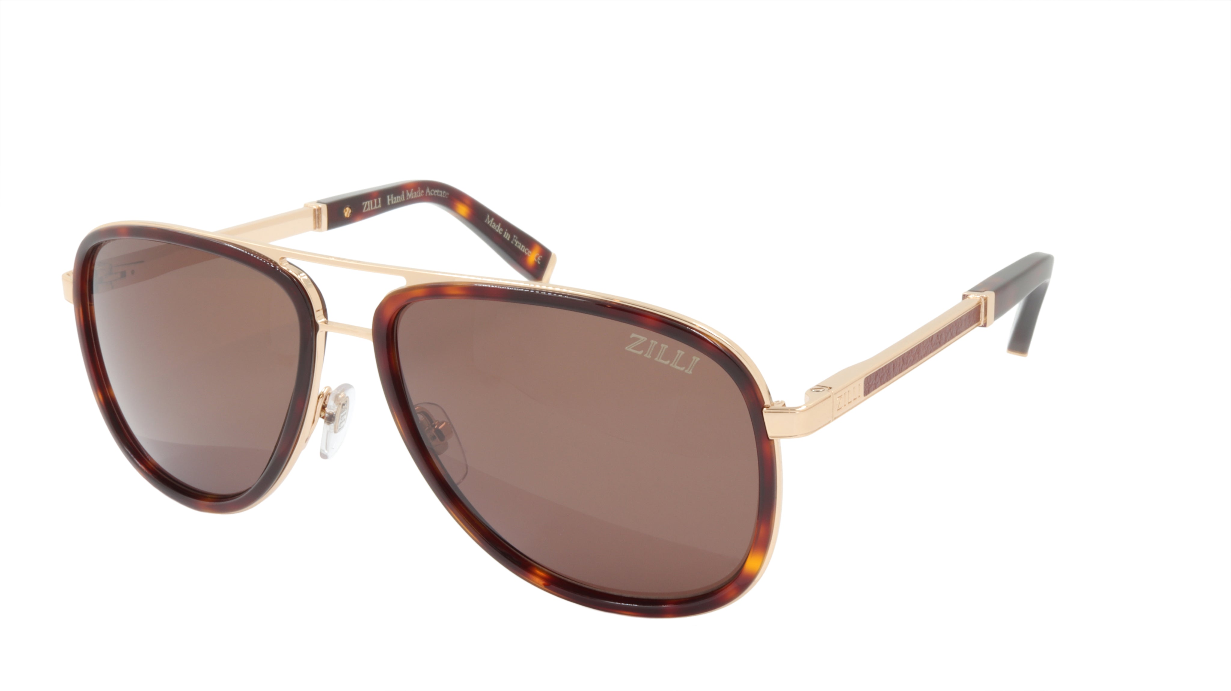 ZILLI Sunglasses Titanium Acetate Leather Polarized France Handmade ZI ...