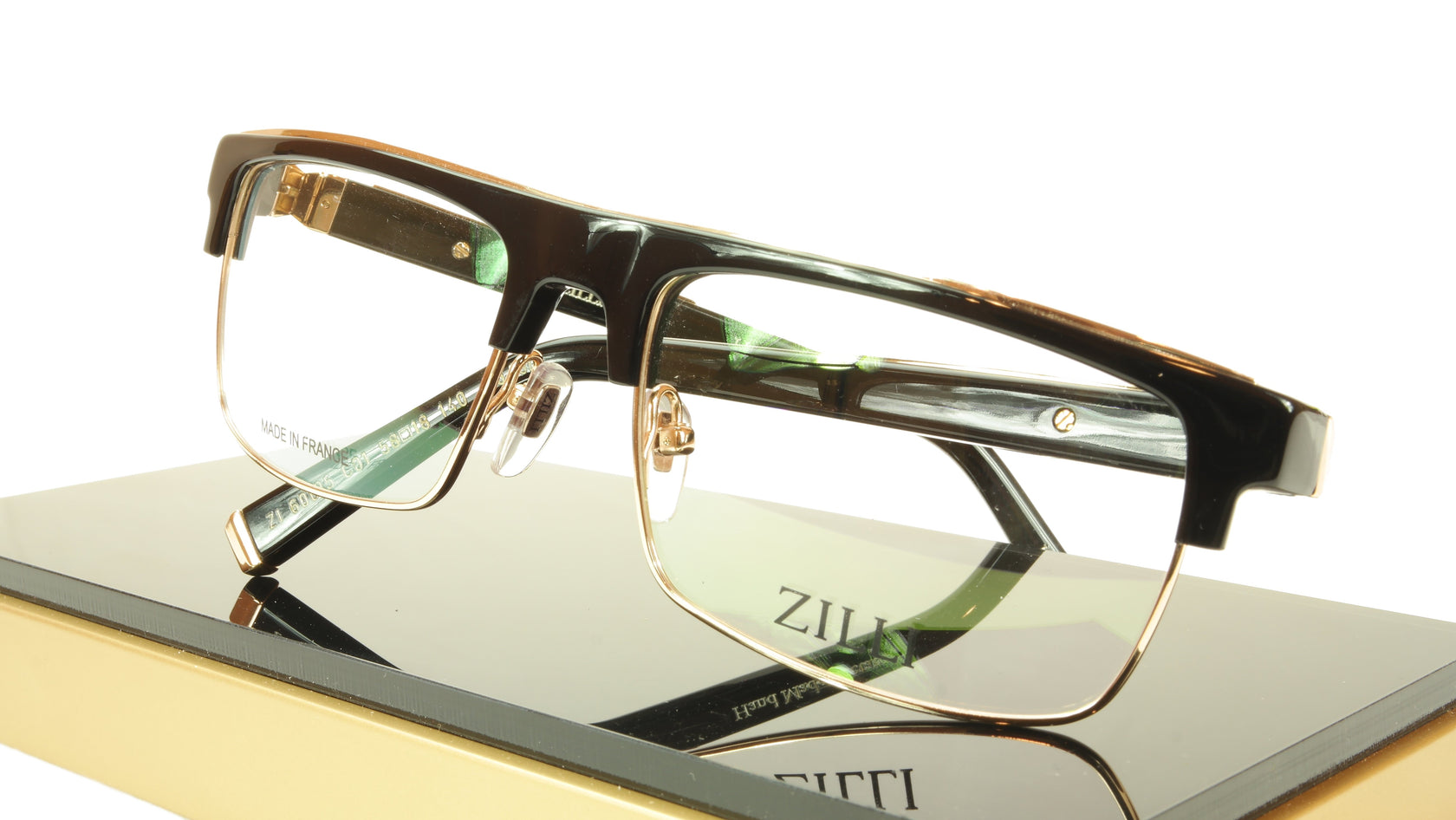 ZILLI Eyeglasses Frame Acetate Titanium Black Gold France Made ZI 6000 ...
