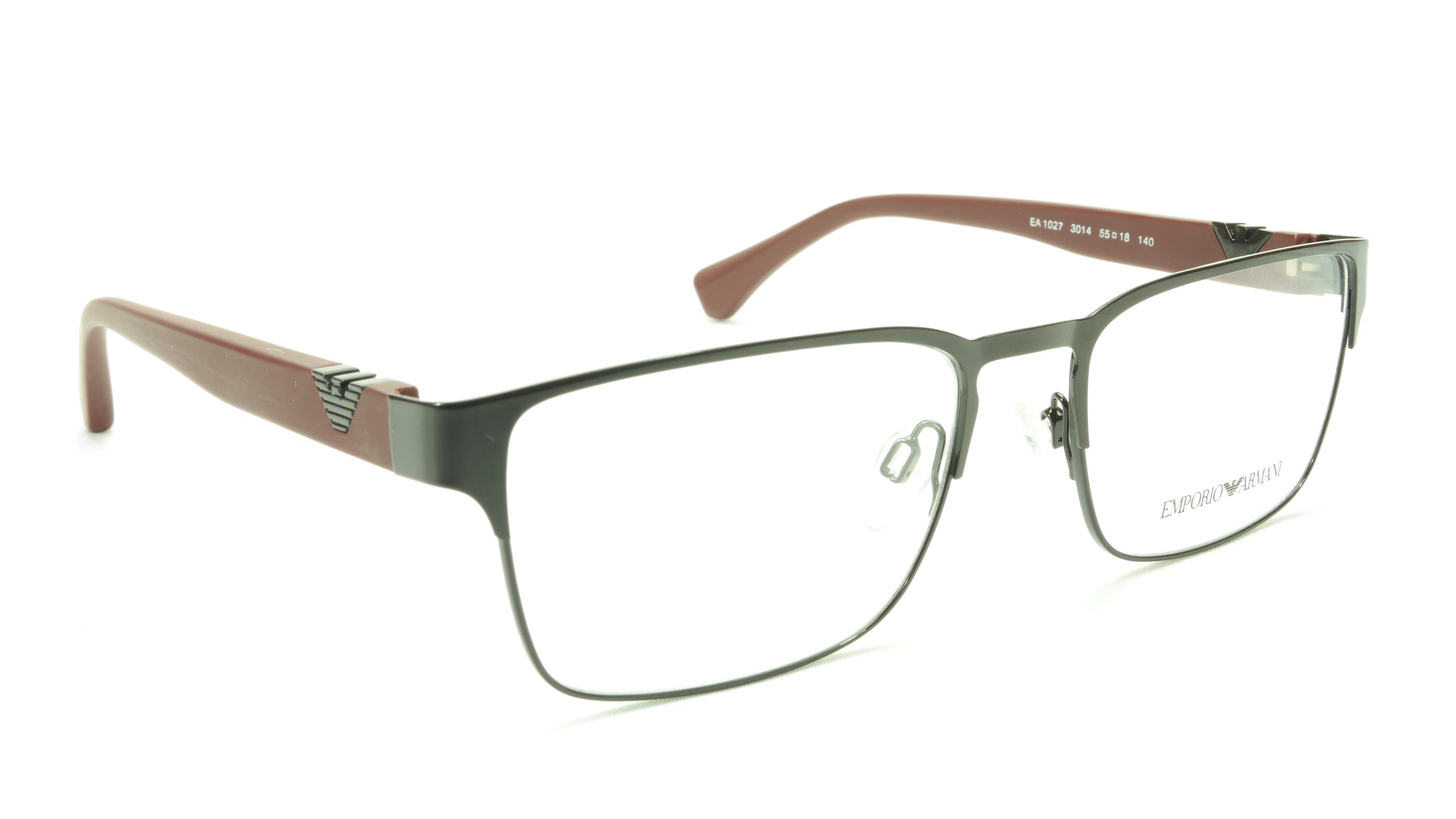 Emporio Armani EA1027 3014 Eyeglasses Frame Acetate Black Dark Red ...