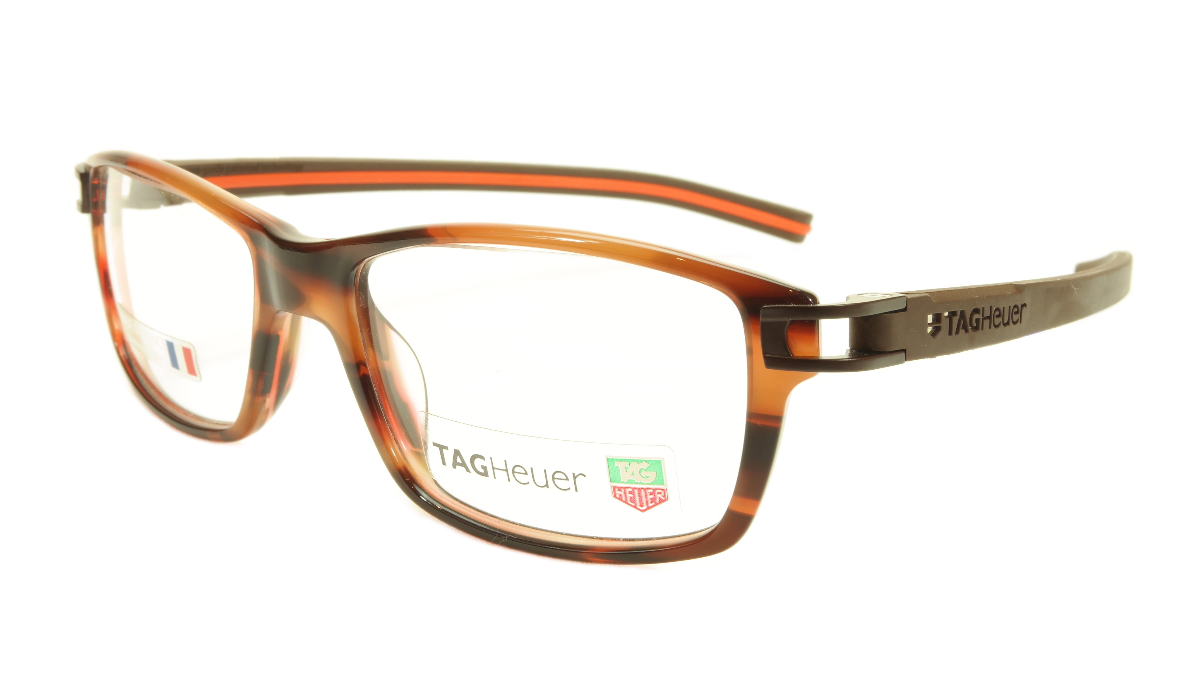Tag Heuer Eyeglasses TH 7601 002 Brown Havana Orange Chocolate 55-17-1 ...