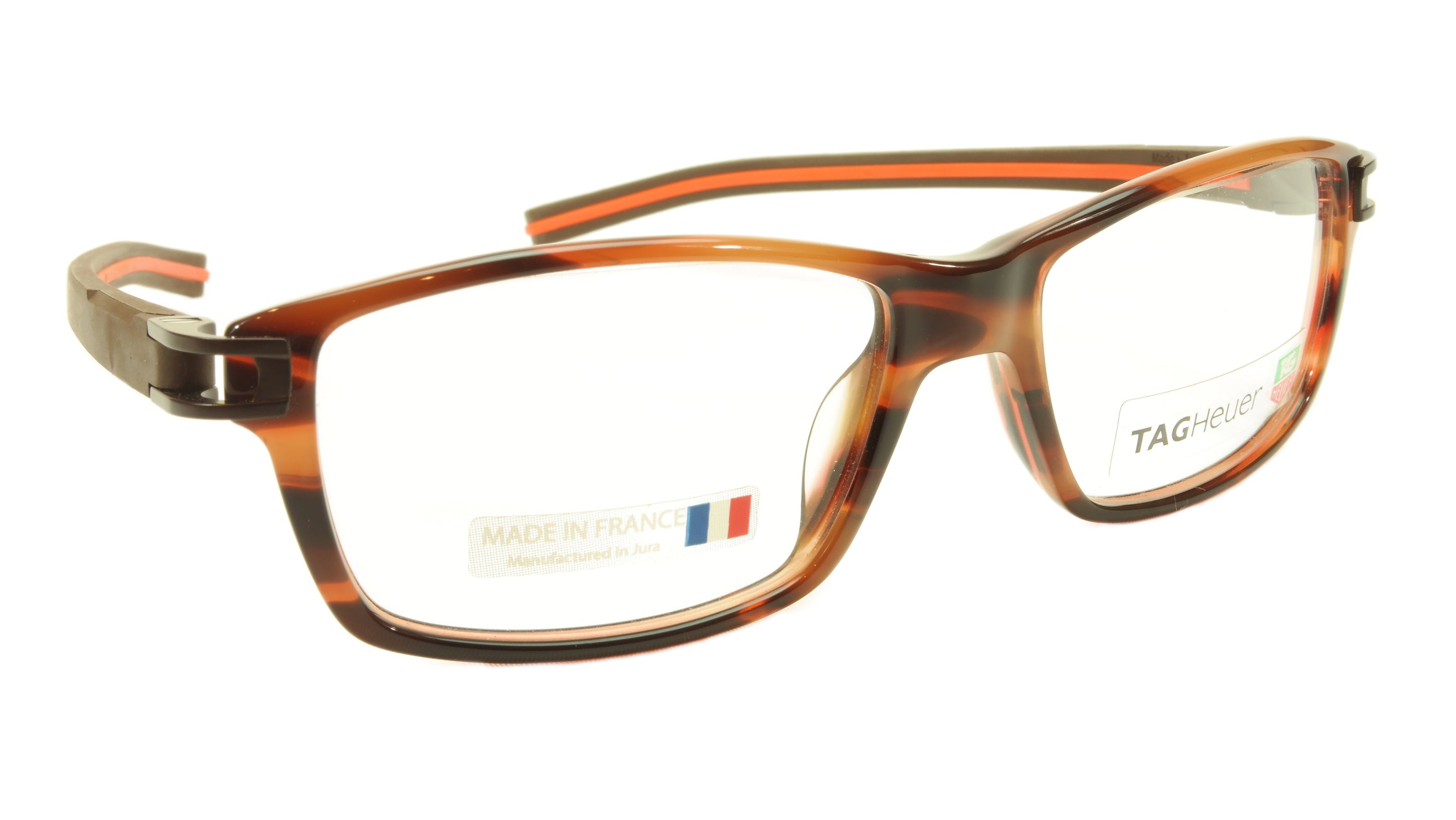 Tag Heuer Eyeglasses TH 7601 002 Brown Havana Orange Chocolate 55-17-1 ...