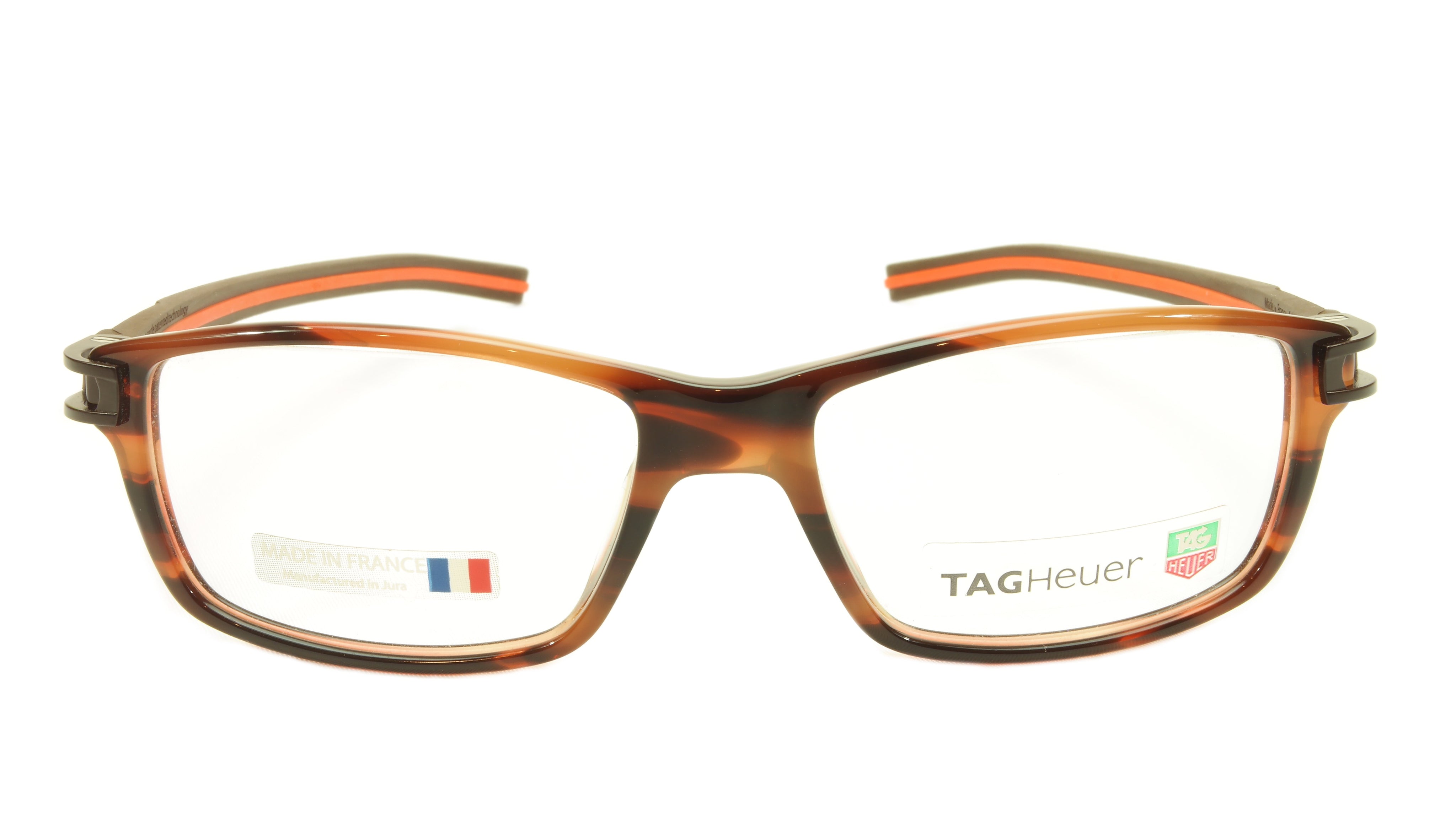 Tag Heuer Eyeglasses TH 7601 002 Brown Havana Orange Chocolate 55-17-1 ...