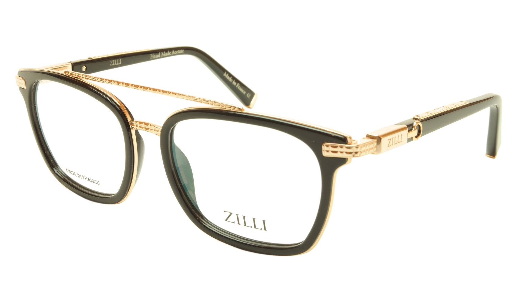 ZILLI Eyeglasses Frame Acetate Titanium Black Gold France Hand Made ZI ...