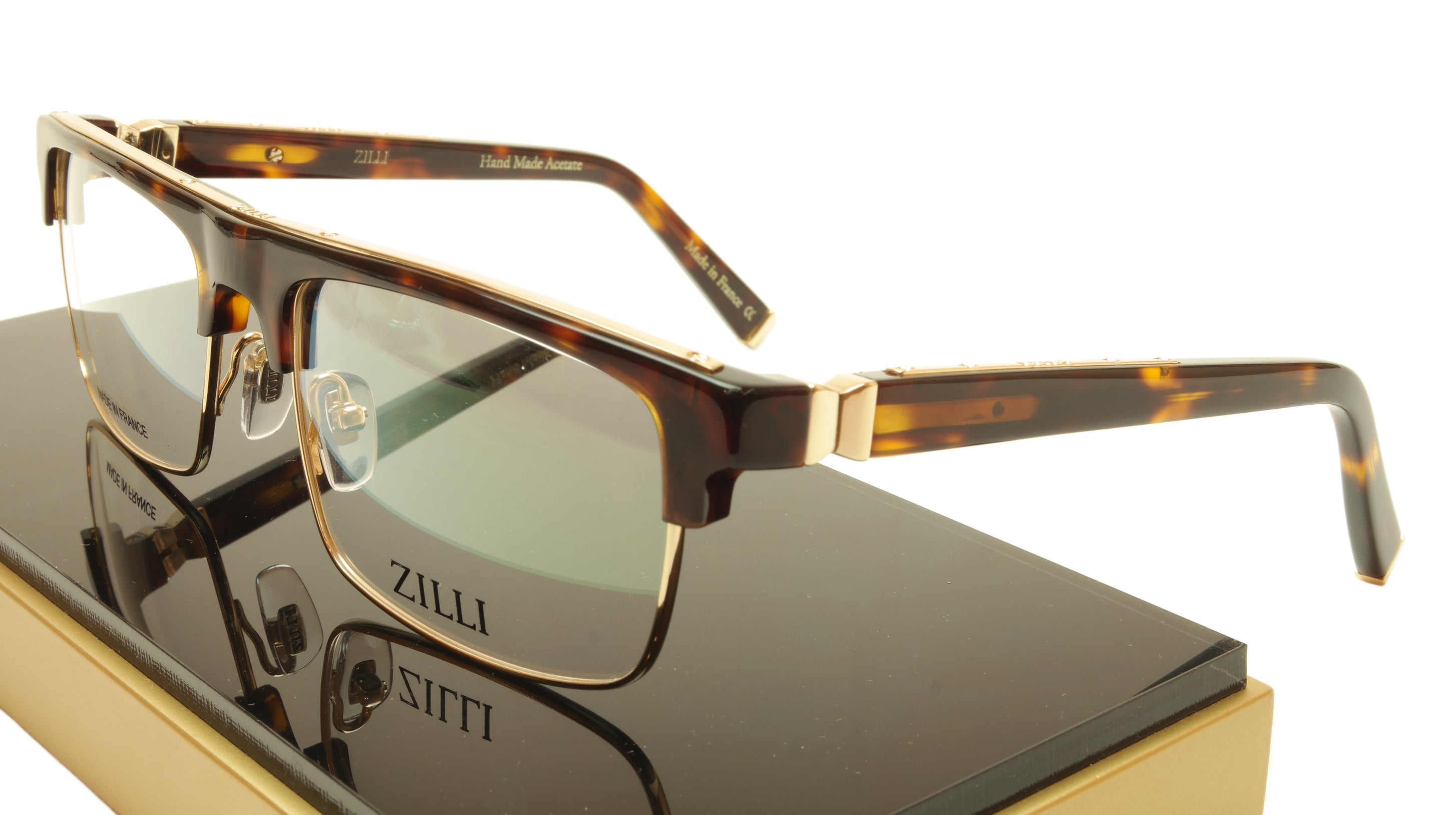 ZILLI Eyeglasses Frame Acetate Titanium Brown Gold France Made ZI 6000 ...