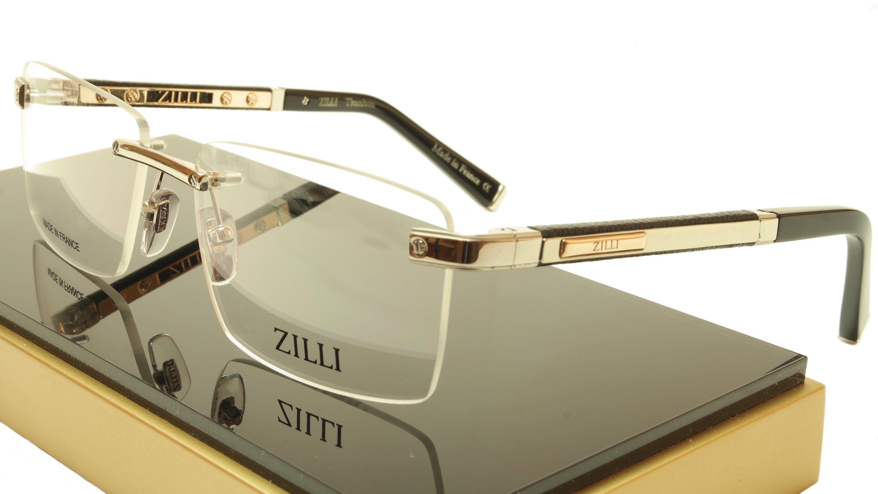ZILLI Eyeglasses Frame Acetate Leather Titanium France Hand Made ZI 60 ...